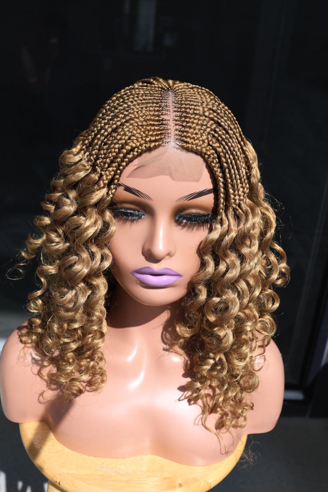 “Center Part Braided Wig with curly ends” in color 27 – Ayaba Beauty Place