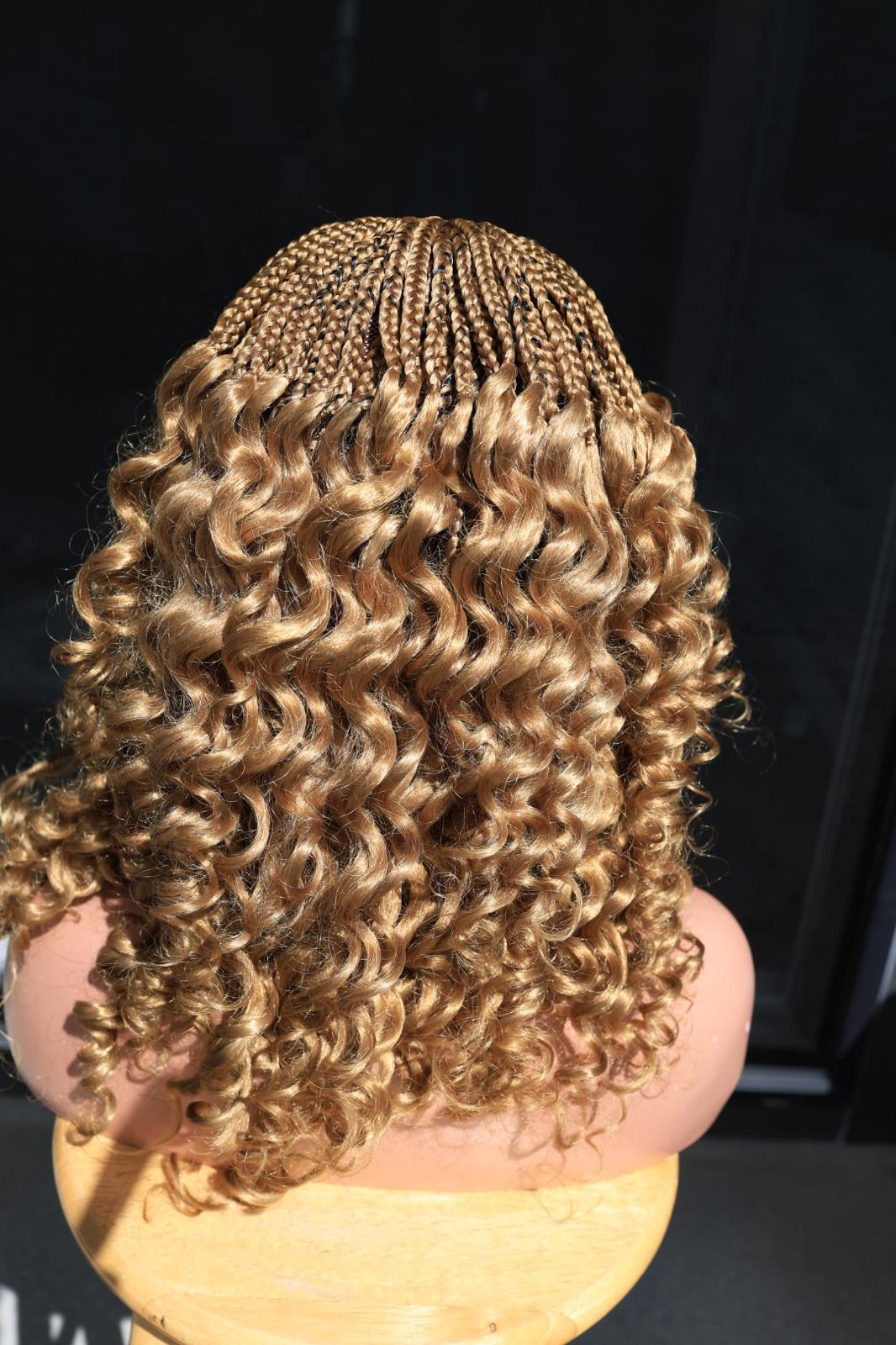 “Center Part Braided Wig with curly ends” in color 27 – Ayaba Beauty Place